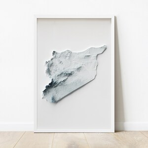 Syria Map Minimalist Topography Giclée Poster Print - Etsy