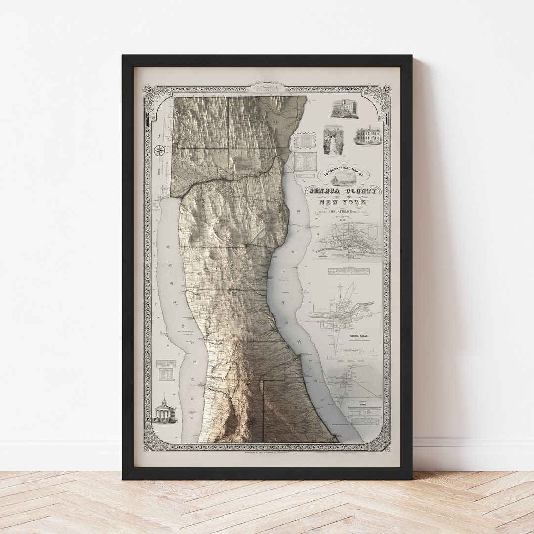 Seneca County Map 1852 Vintage Reproduction Giclée Poster Print - Etsy