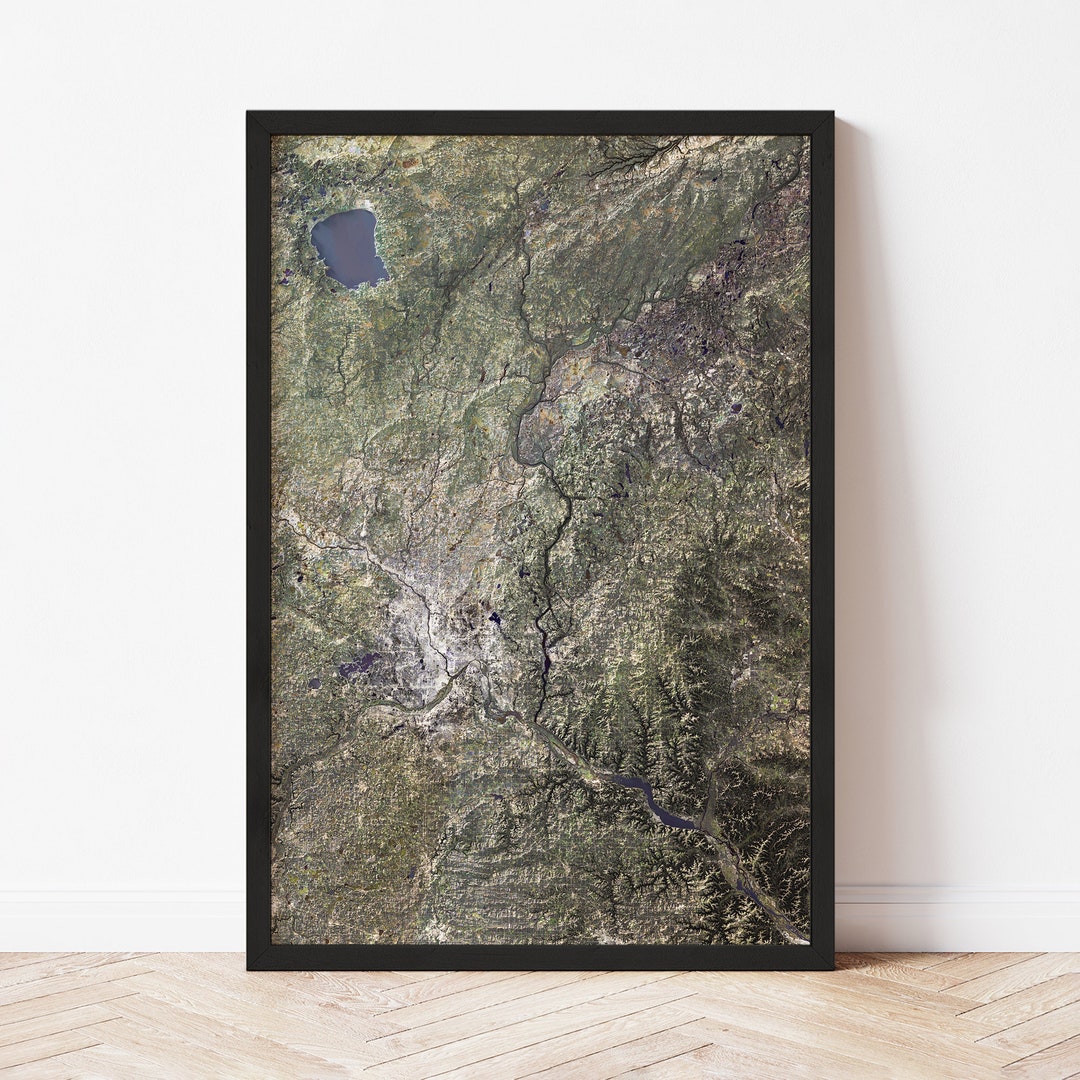 Minneapolis Topographic Map: Satellite Style Giclée Print - Etsy