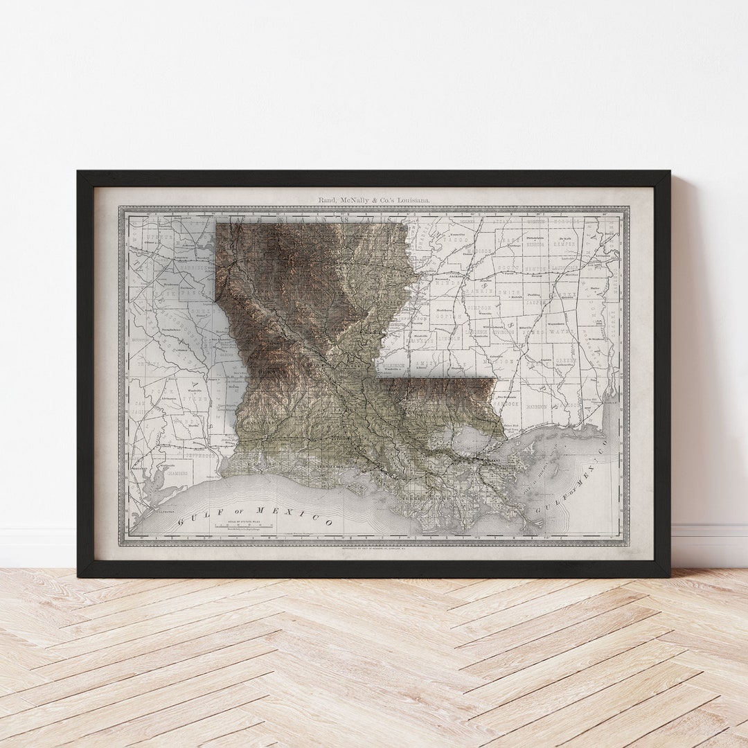 Louisiana Map 1889 Vintage Reproduction Giclée Poster - Etsy