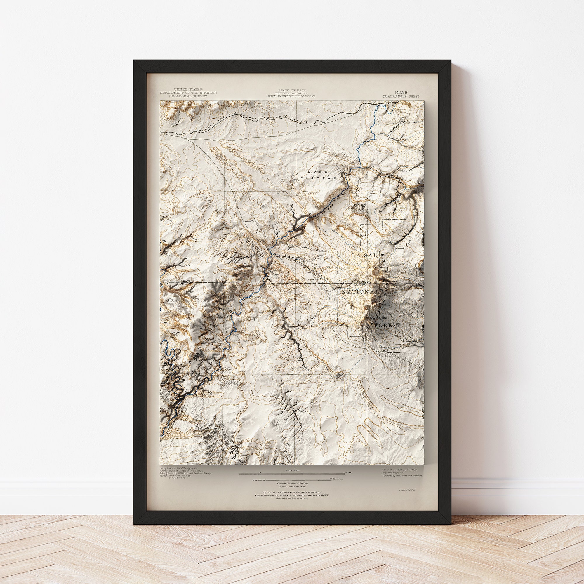Moab Utah Topographic Map: 1885 Vintage Style Giclée Print - Etsy