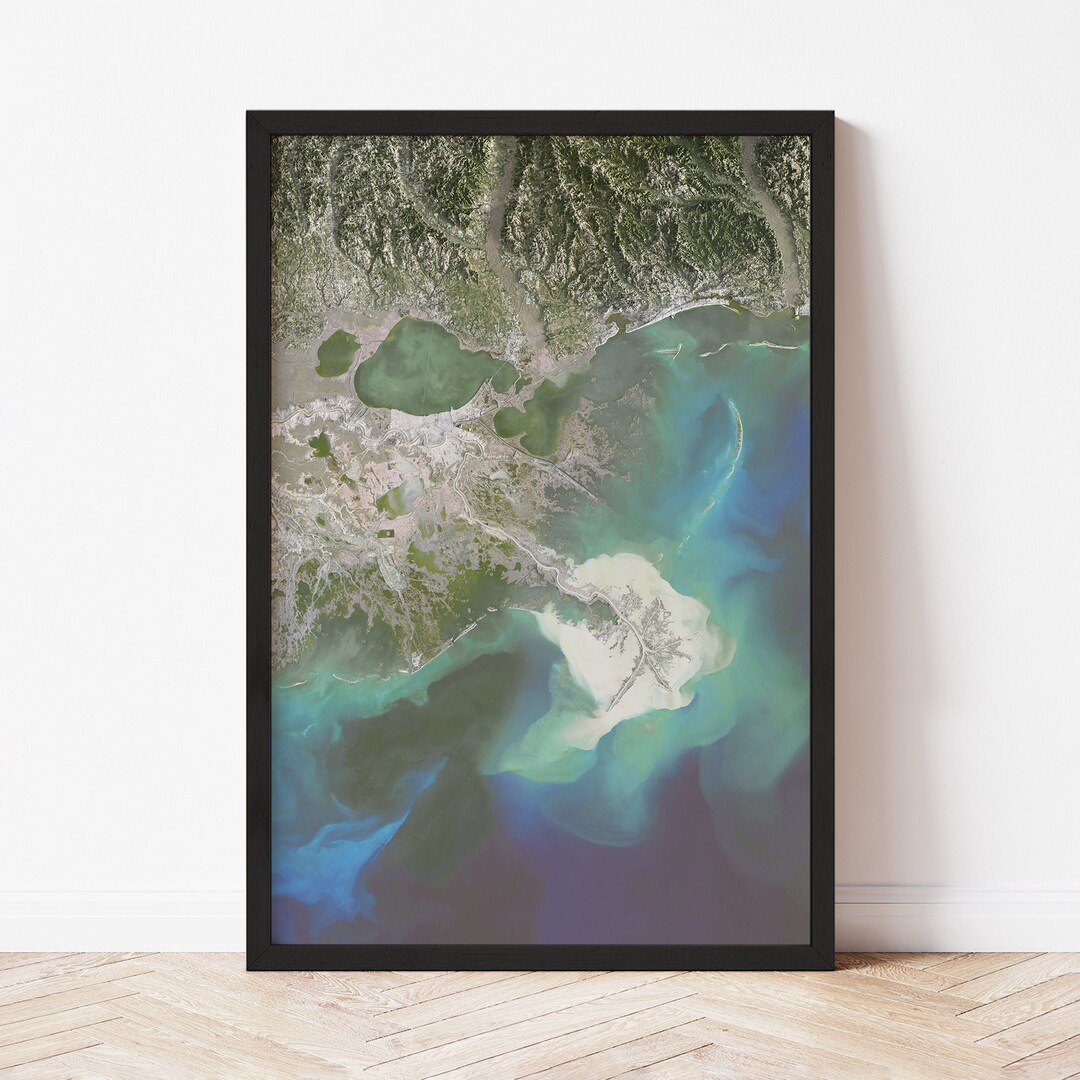 New Orleans Topographic Map: Satellite Style Giclée Print - Etsy