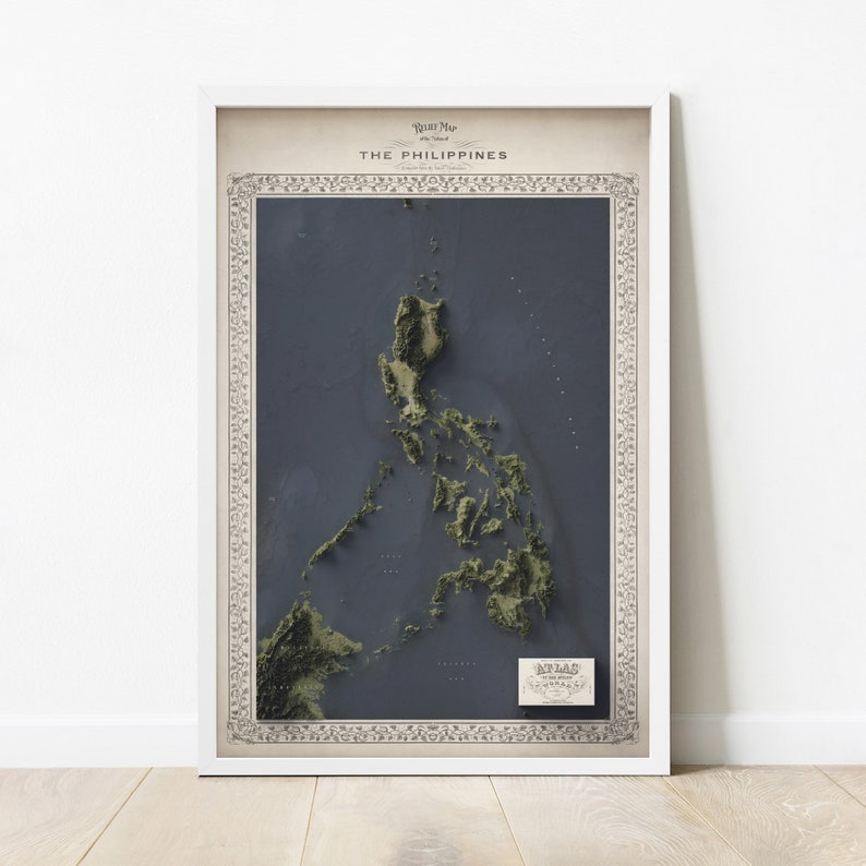 Philippines Topographic Map: Atlas Style Giclée Print - Etsy
