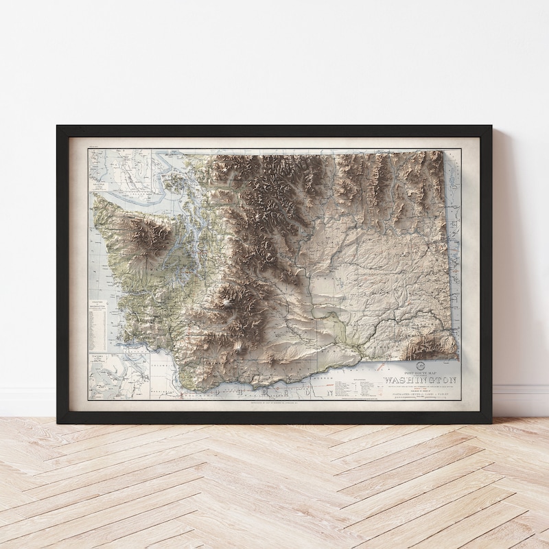 Map of Washington State - Etsy
