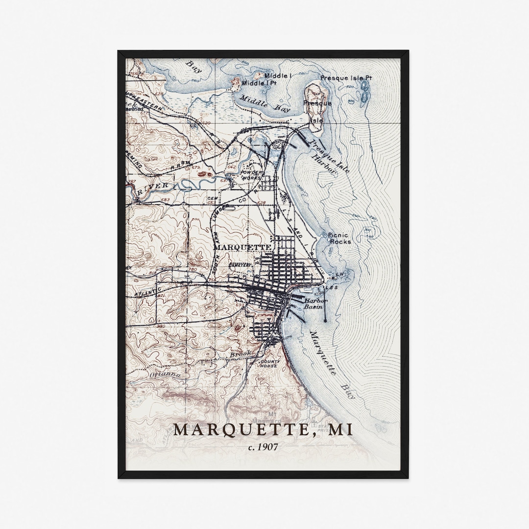 Marquette Map 1907 Vintage Reproduction Giclée Poster Print - Etsy