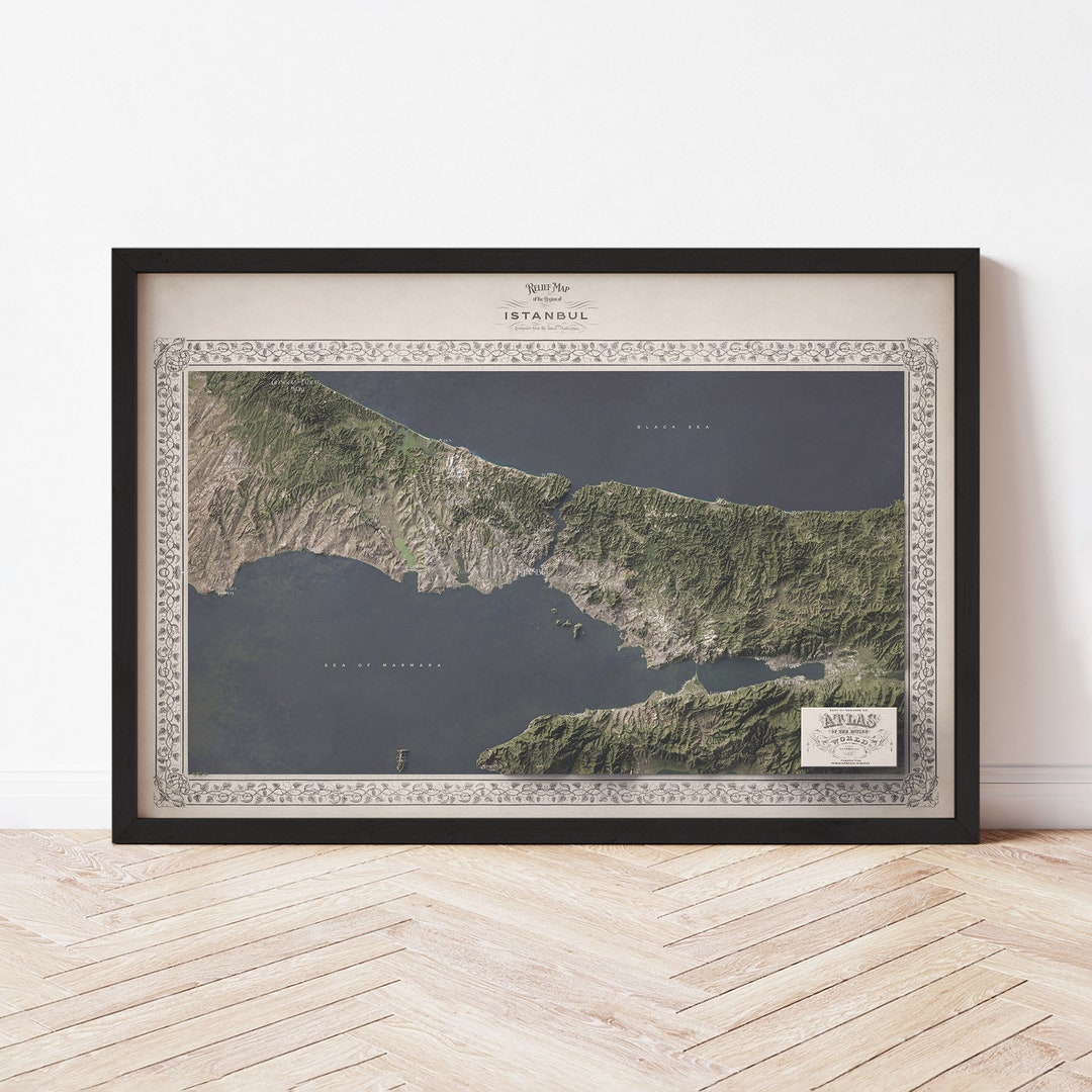 Istanbul Topographic Map Poster | Atlas Style Original Design | Giclee ...