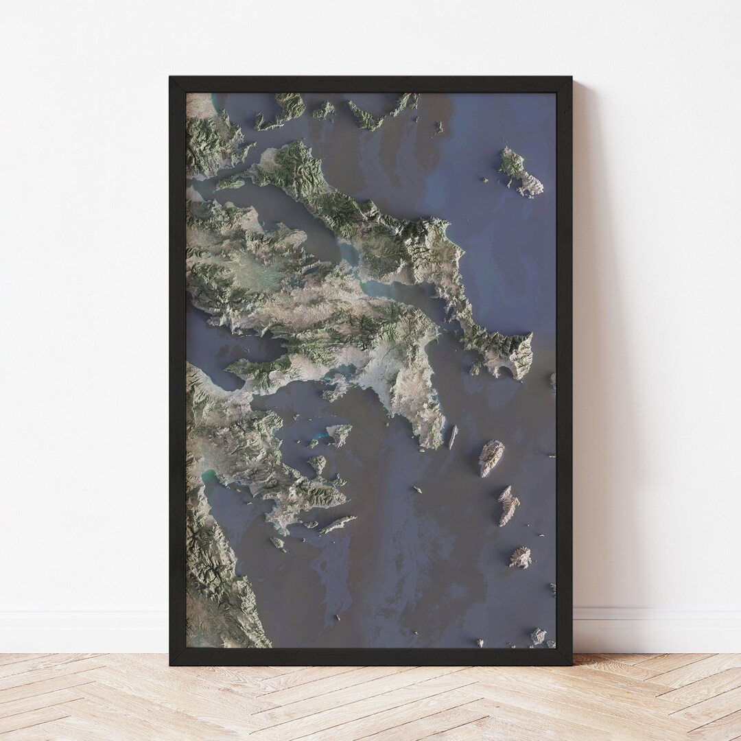 Athens Greece Topographic Map: Satellite Style Giclée Print - Etsy