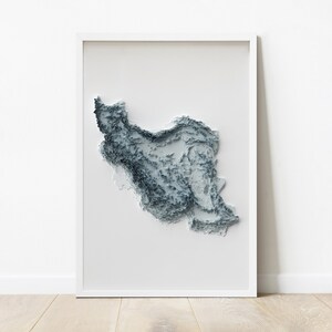 Iran Topographic Map Poster | Minimalist Original Design | Giclee Wall ...