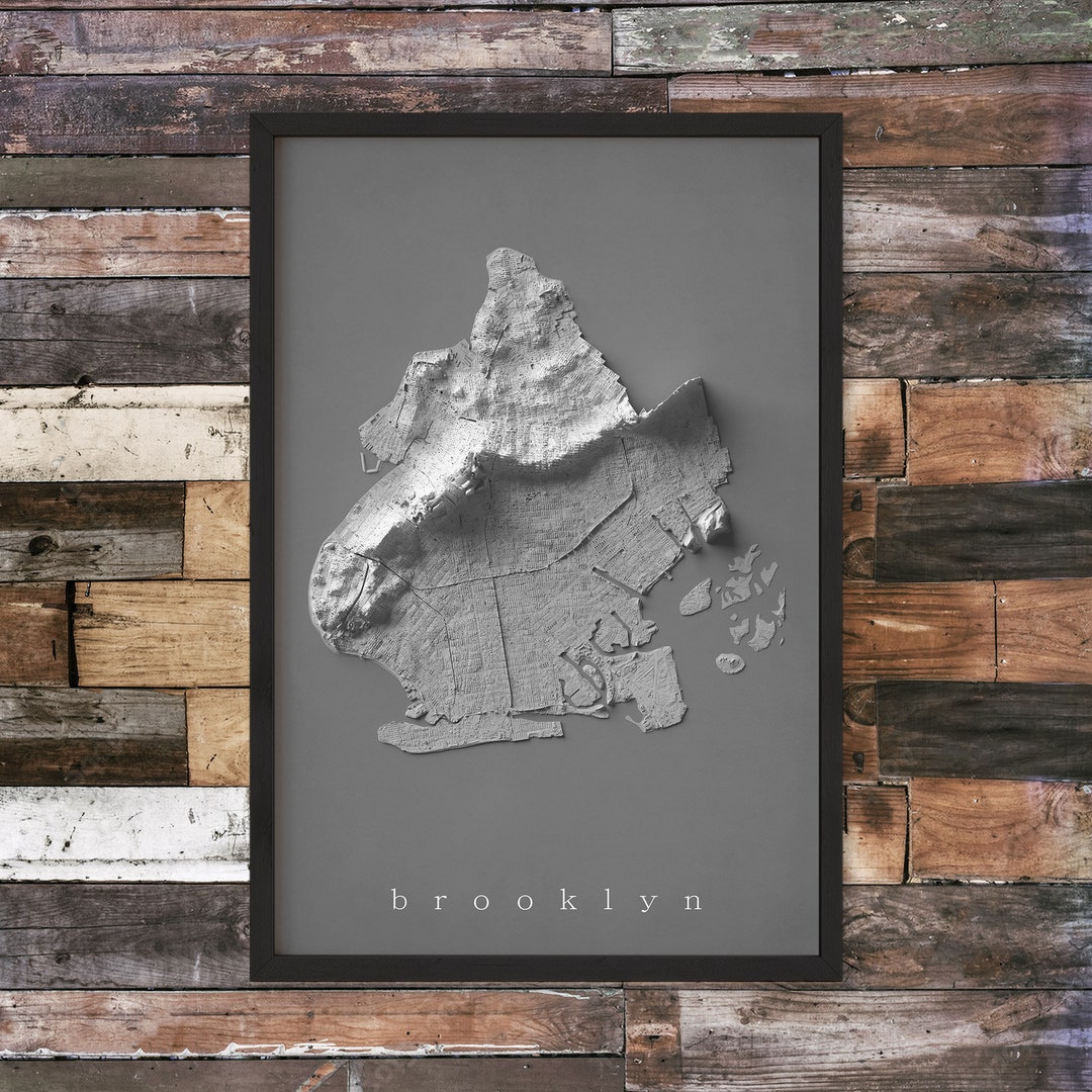 Brooklyn Poster Map Wall Art Minimalist Topographic Map Print East of ...