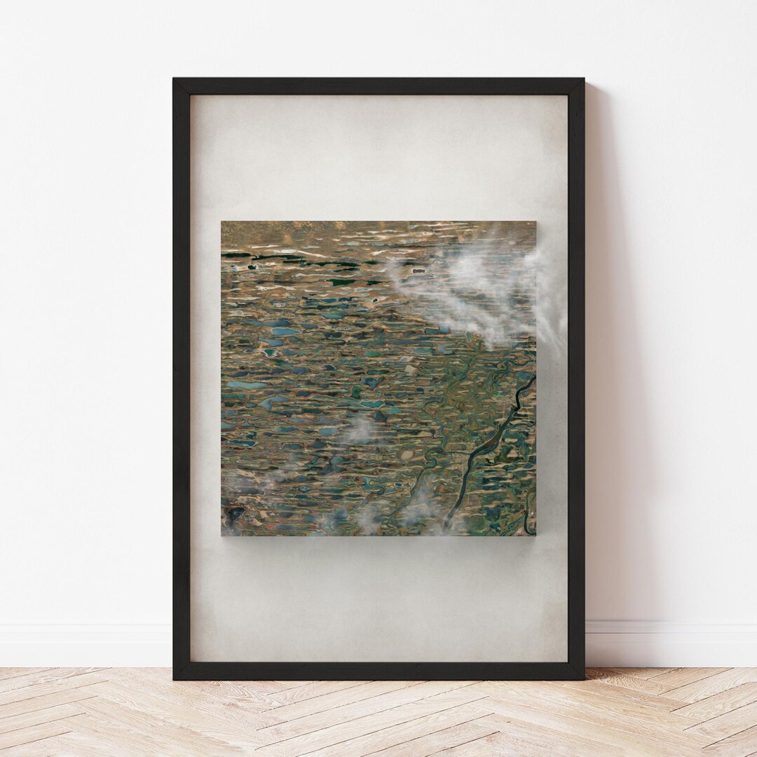 Volga River Delta Topographic Map: Satellite Style Giclée Print - Etsy
