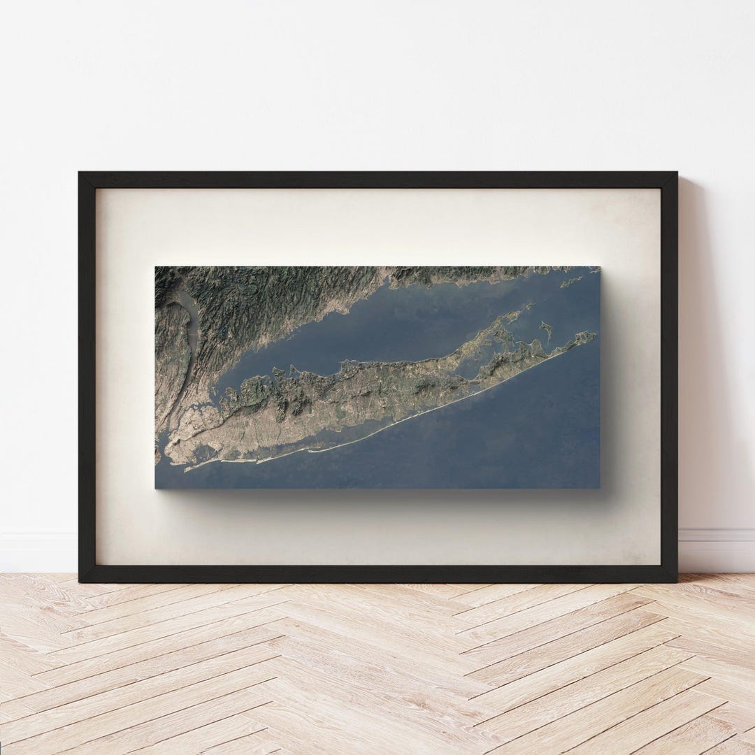Long Island Topographic Map: Satellite Style Giclée Print - Etsy