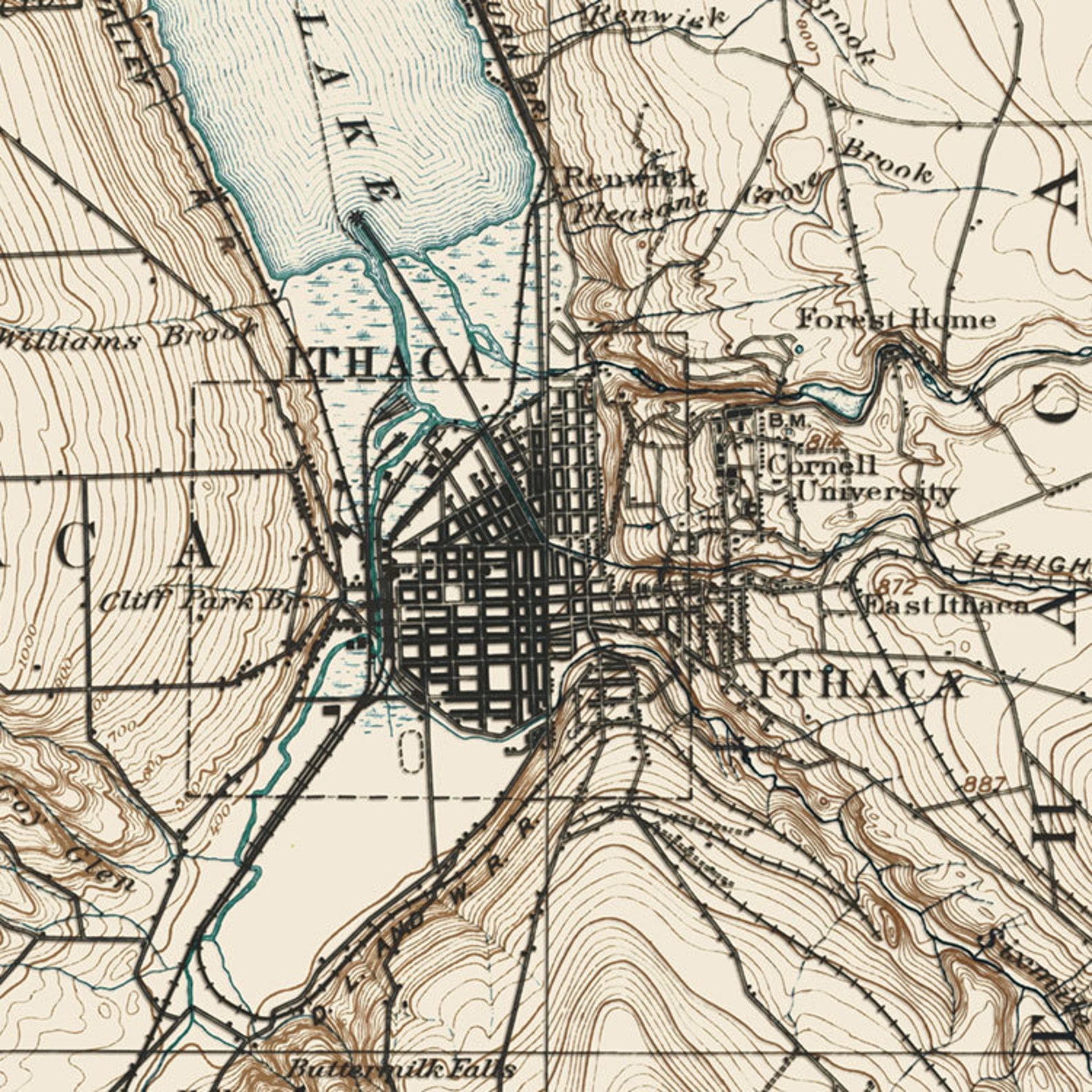 Ithaca Map Historic Topographic Map 1895 Historic Map | Etsy