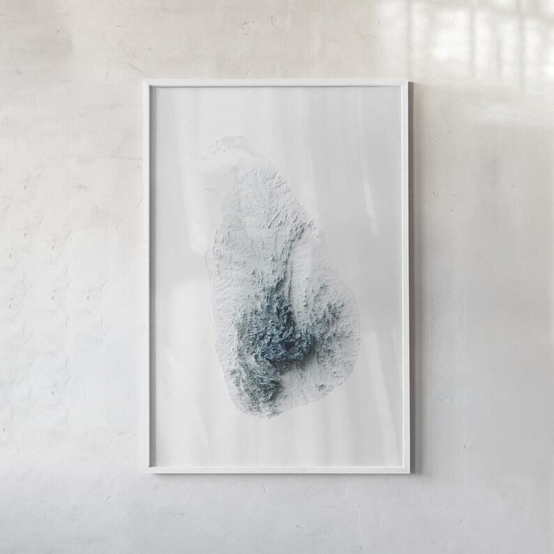 Sri Lanka Poster | Topographic Shaded Relief Map (minimalist Style ...