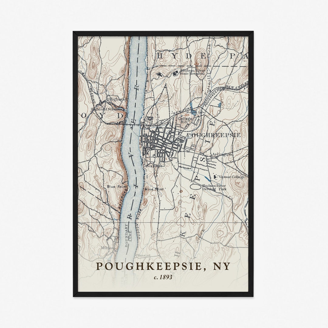 Poughkeepsie Map 1893 Vintage Reproduction Giclée Poster - Etsy