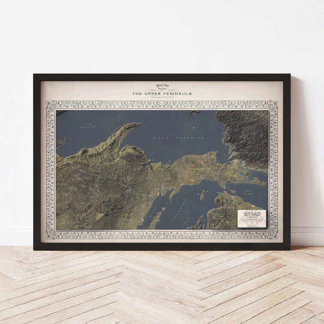 Upper Peninsula, Michigan Topographic Map: Atlas Style Giclée Print - Etsy