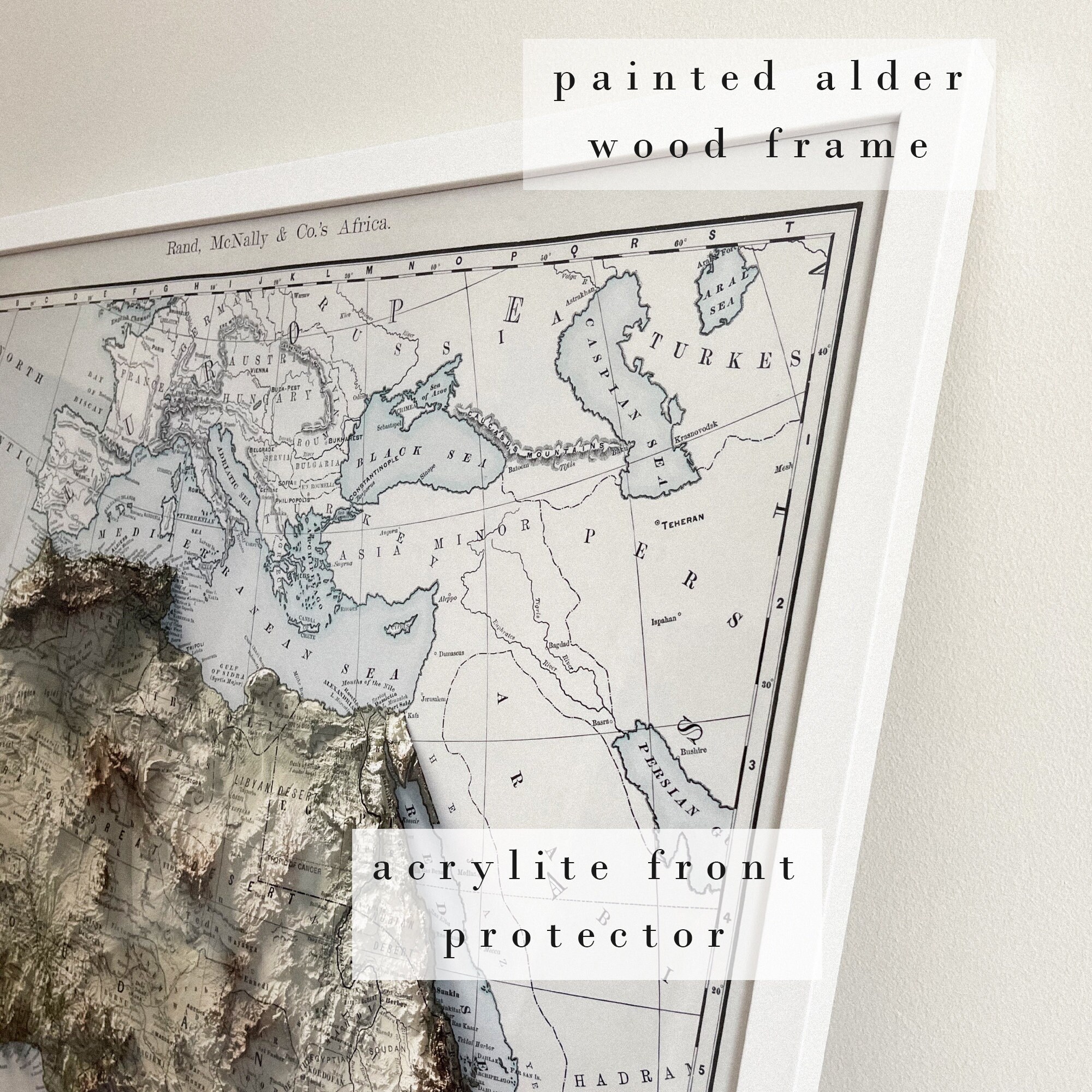 Home Décor Globes & Maps 2D Print on Fine Art Matte Paper Shaded Relief ...