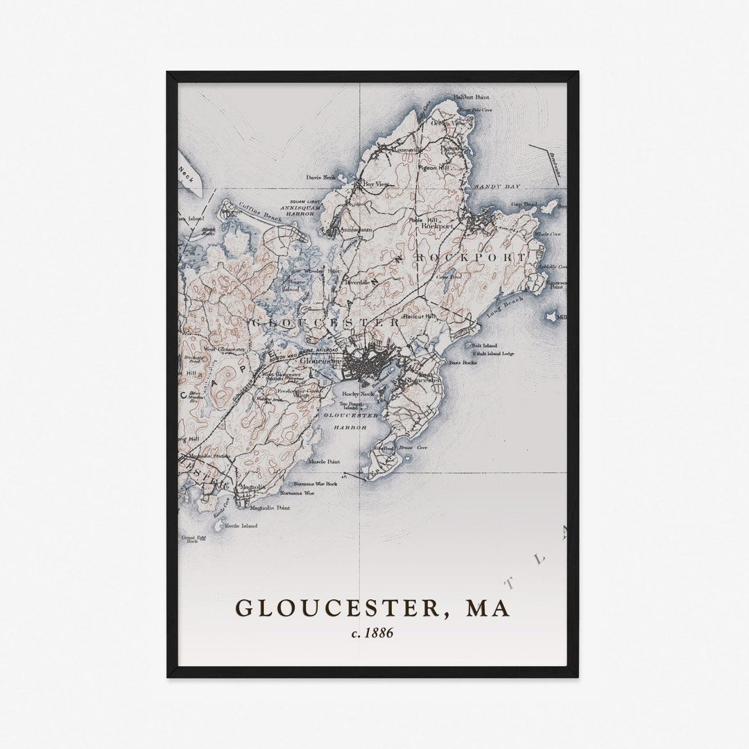 Gloucester Map 1886 Vintage Reproduction Giclée Poster Print Gift - Etsy