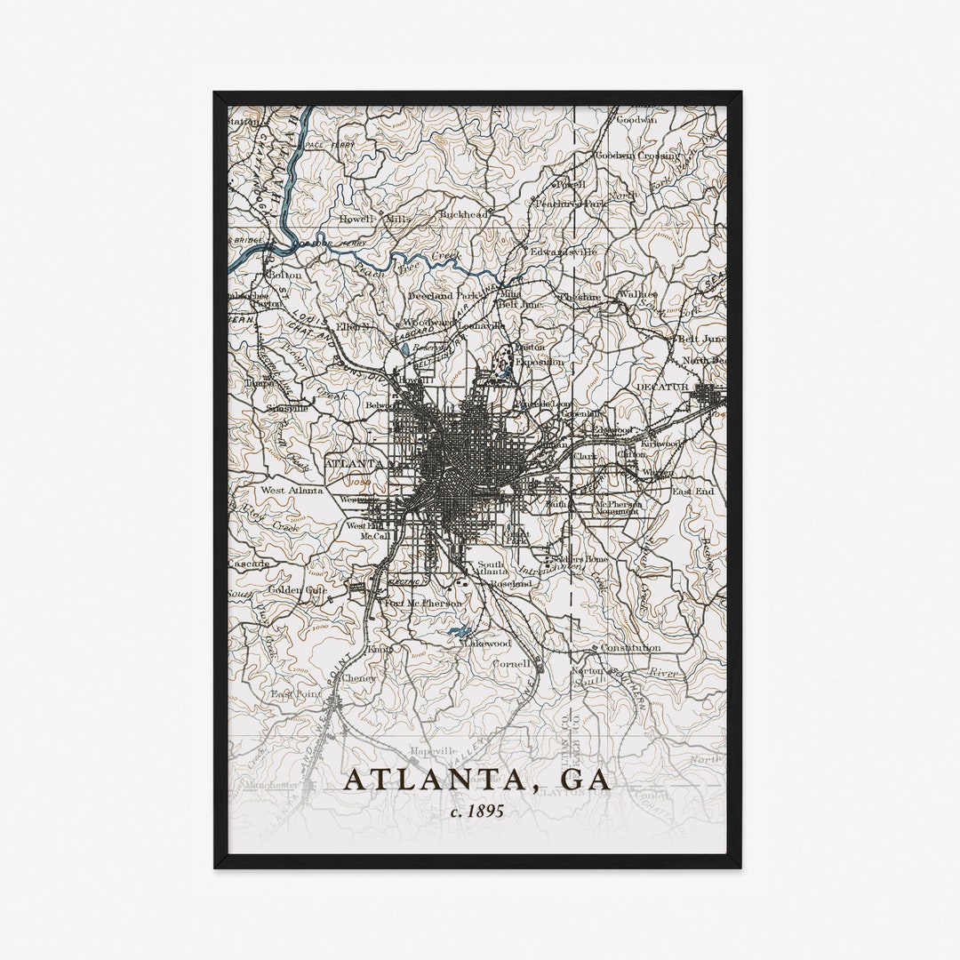 Atlanta Map 1895 Vintage Reproduction Giclée Poster - Etsy