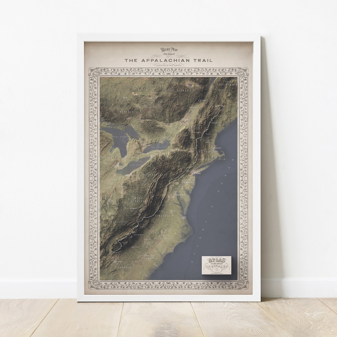 Appalachian Trail Topographic Map Poster | Atlas Style Original Design ...