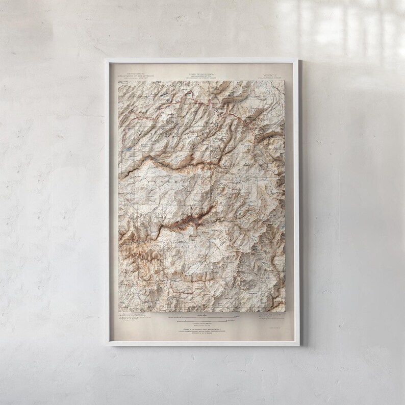 Yosemite National Park (california) Poster | Topographic Shaded Relief ...