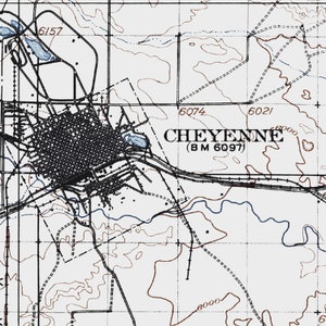 Cheyenne Map 1911 Vintage Reproduction Giclée Poster Print Gift - Etsy