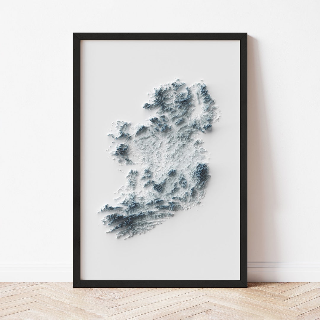 Ireland Topographic Map Poster | Minimalist Original Design | Giclee ...