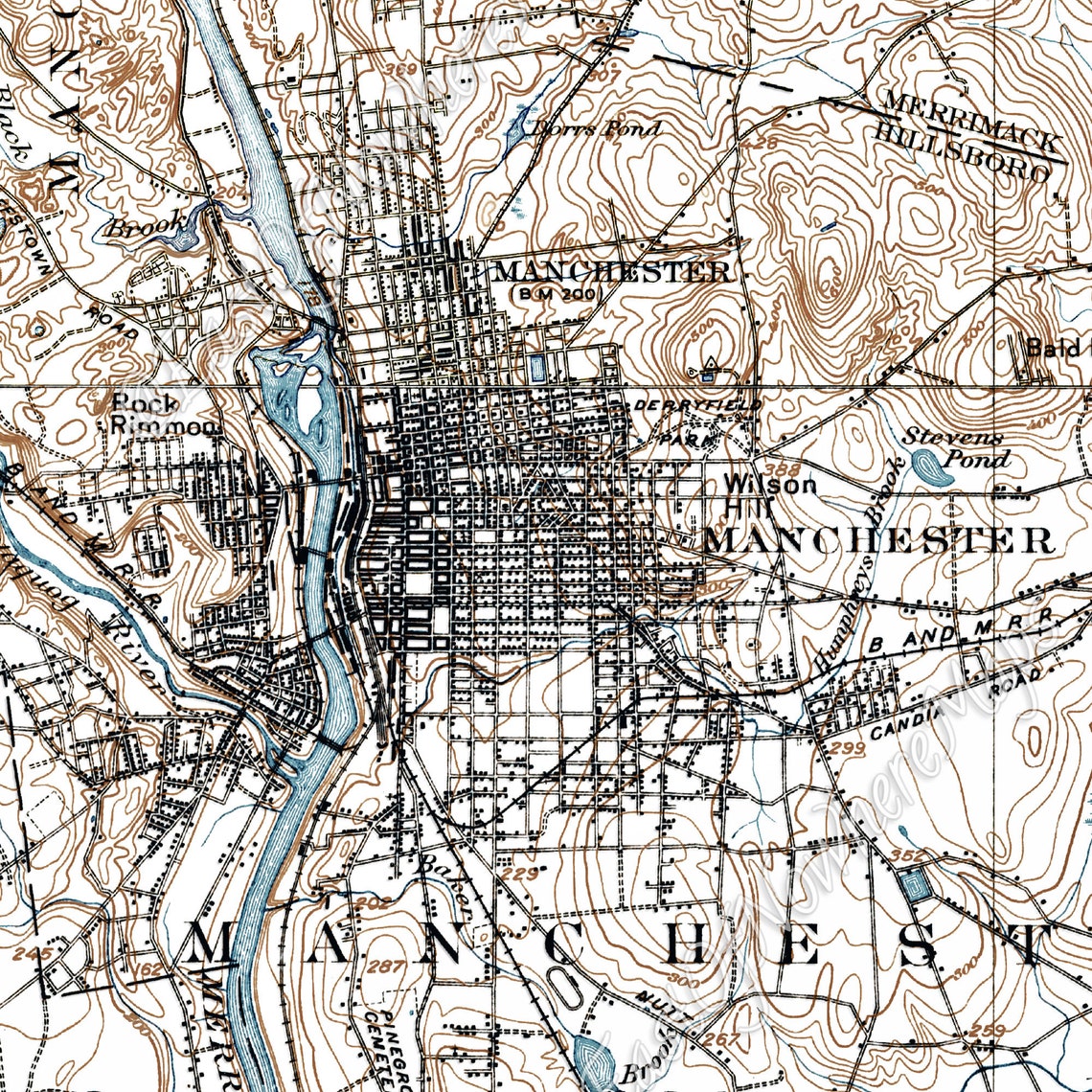Manchester Map Historic Topographic Map 1905 Historic - Etsy