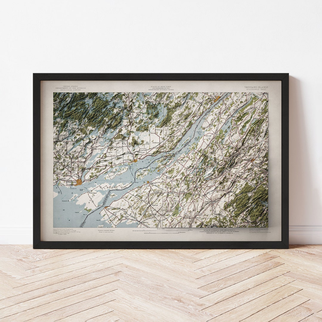 Thousand Islands Topographic Map: 1948 Vintage Style Giclée Print - Etsy