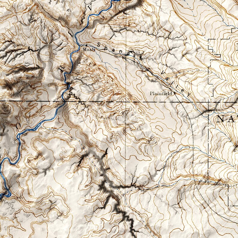 Moab Utah Topographic Map: 1885 Vintage Style Giclée Print - Etsy