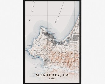 Monterey Topo Map - Etsy