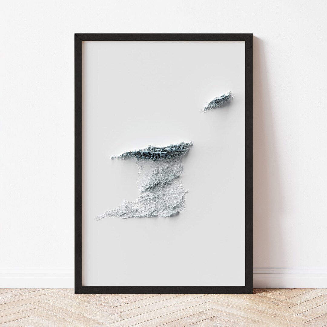 Trinidad and Tobago Topographic Map: Minimalist Style Giclée Print - Etsy