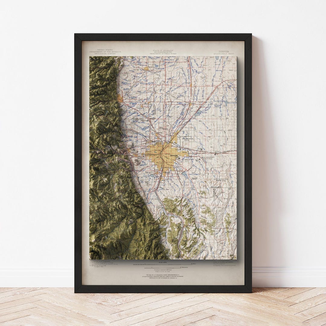 Denver Topographic Map: 1963 Vintage Style Giclée Print - Etsy