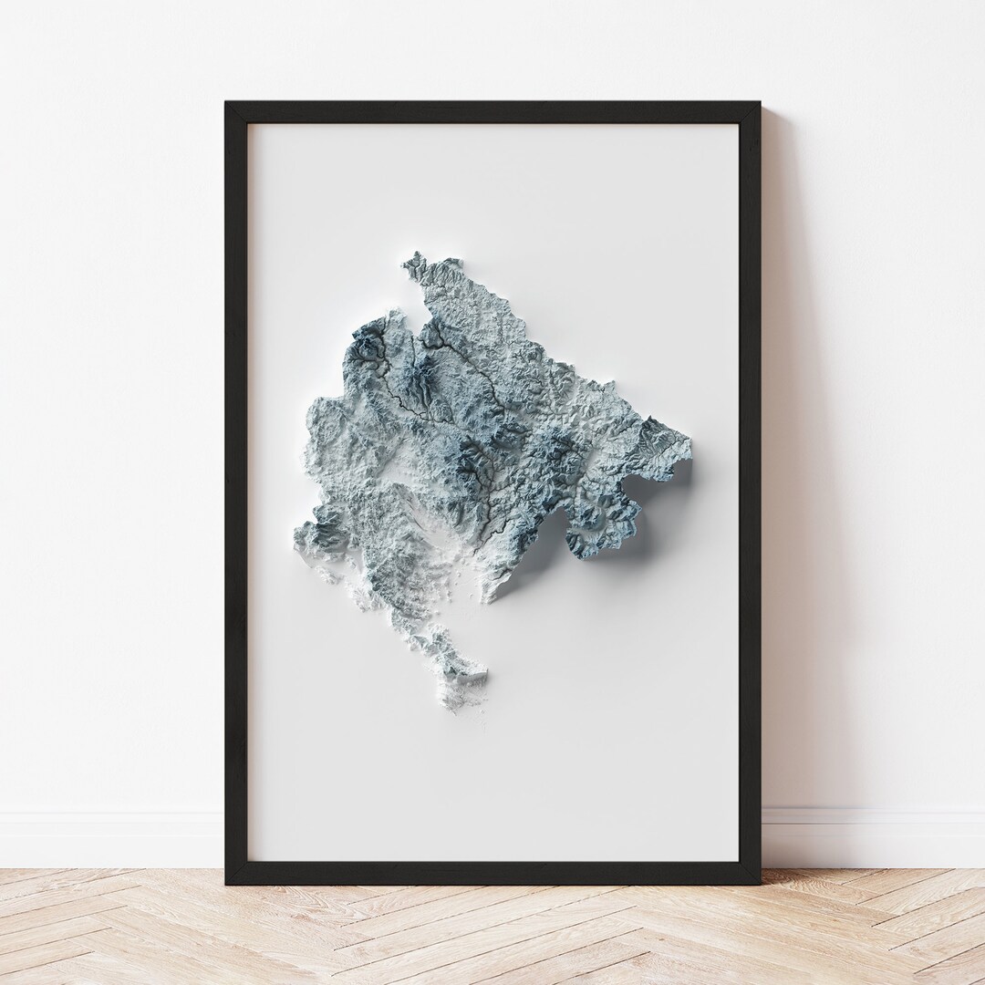 Montenegro Topographic Map Poster | Minimalist Original Design | Giclee ...