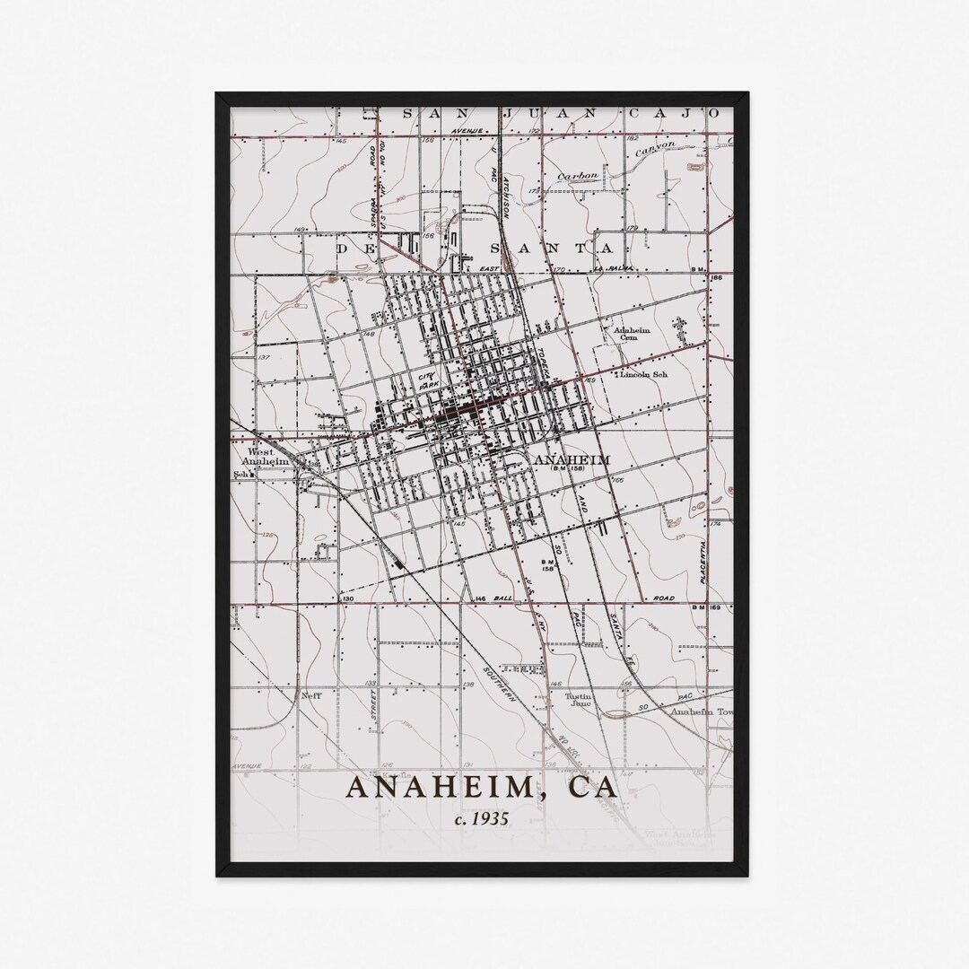 Anaheim Map 1935 Vintage Reproduction Giclée Poster Print - Etsy