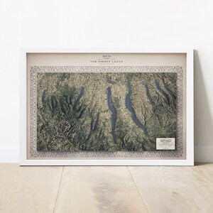 Finger Lakes, New York Topographic Map Poster | Atlas Style Original ...
