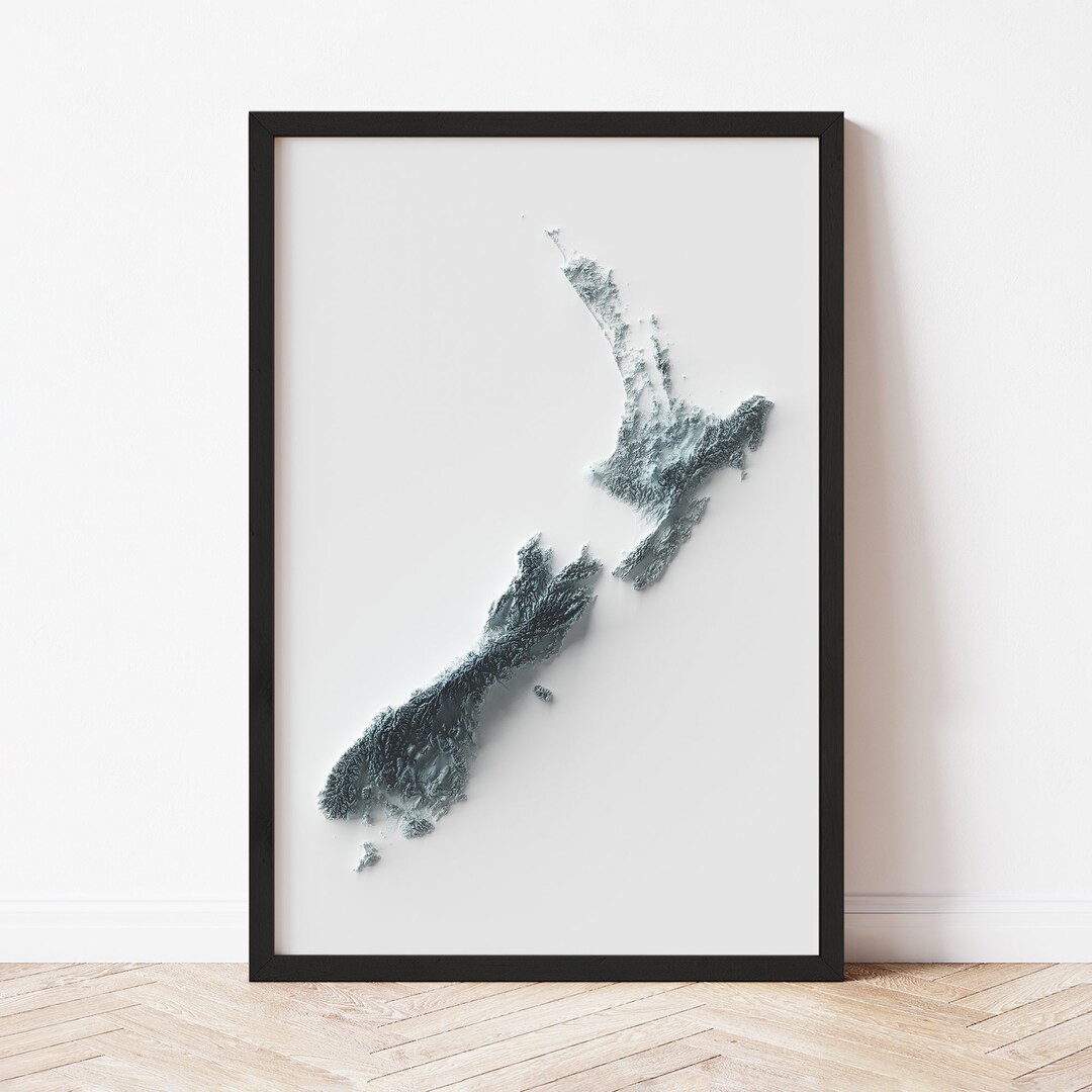 New Zealand Topographic Map: Minimalist Style Giclée Print - Etsy
