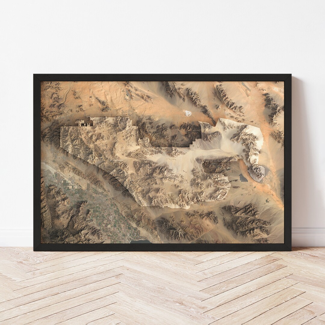 Joshua Tree National Park Topographic Map: Satellite Style Giclée Print ...