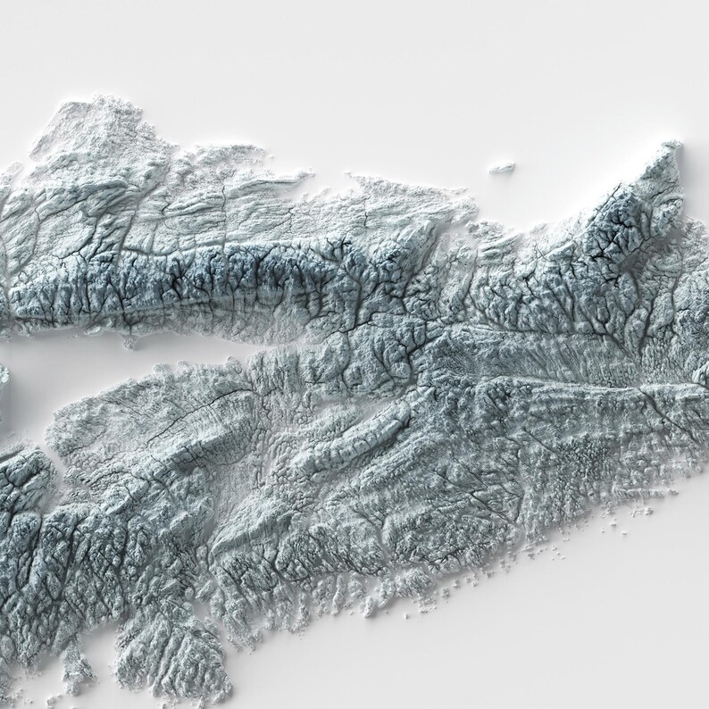 Nova Scotia Poster | Topographic Shaded Relief Map (minimalist Style ...