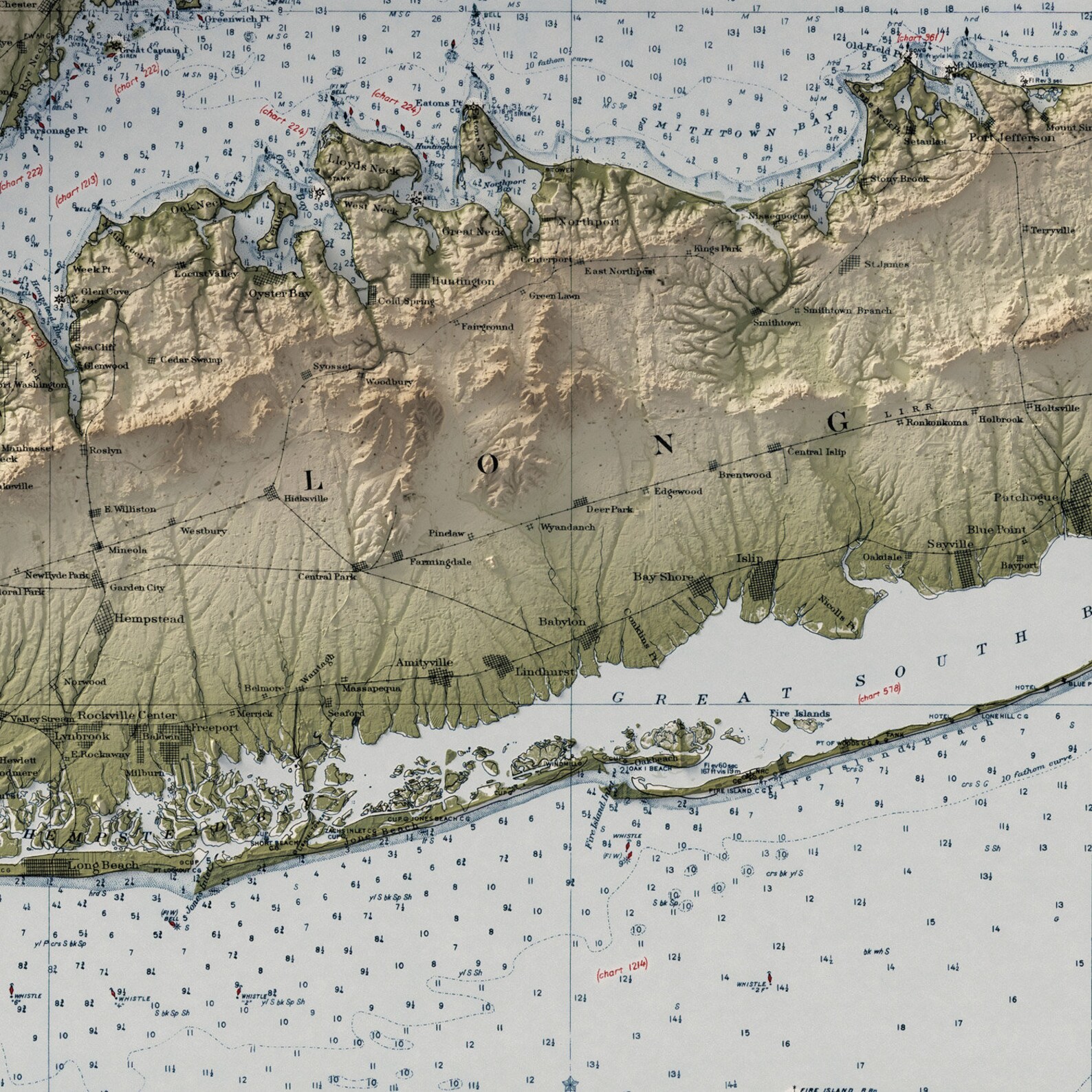 Long Island Map Vintage Style Terrain Map Shaded | Etsy