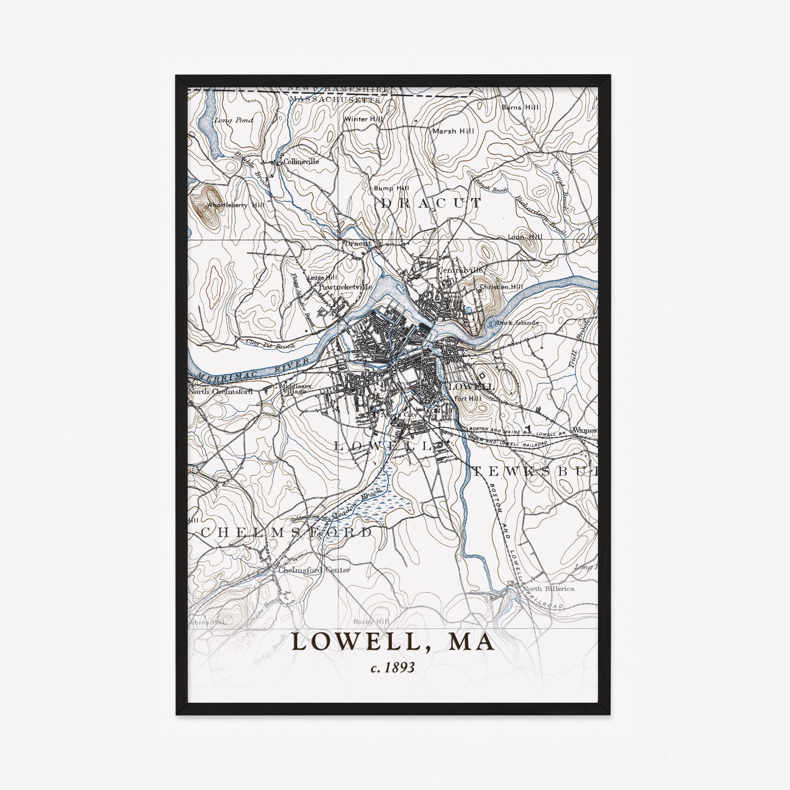 Lowell Map Historic Topographic Map 1893 Historic Map | Etsy