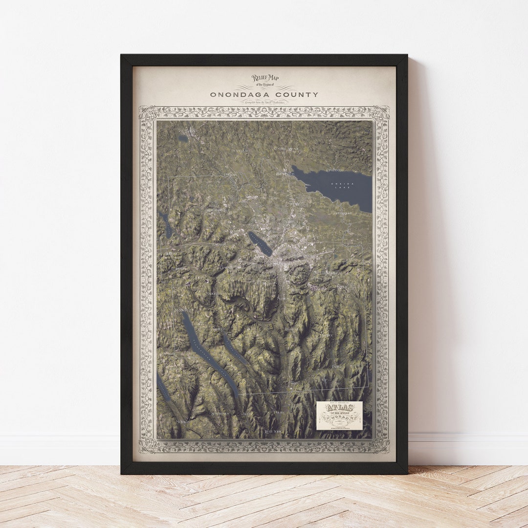 Onondaga County Map Elevation Map Map Art Topographic Terrain Relief ...