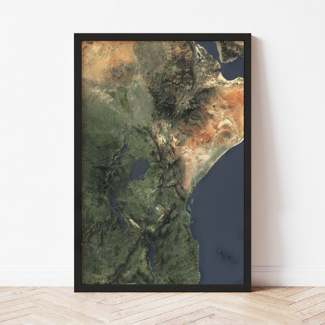 East Africa Topographic Map Poster | Styled Satellite Imagery | Giclee ...