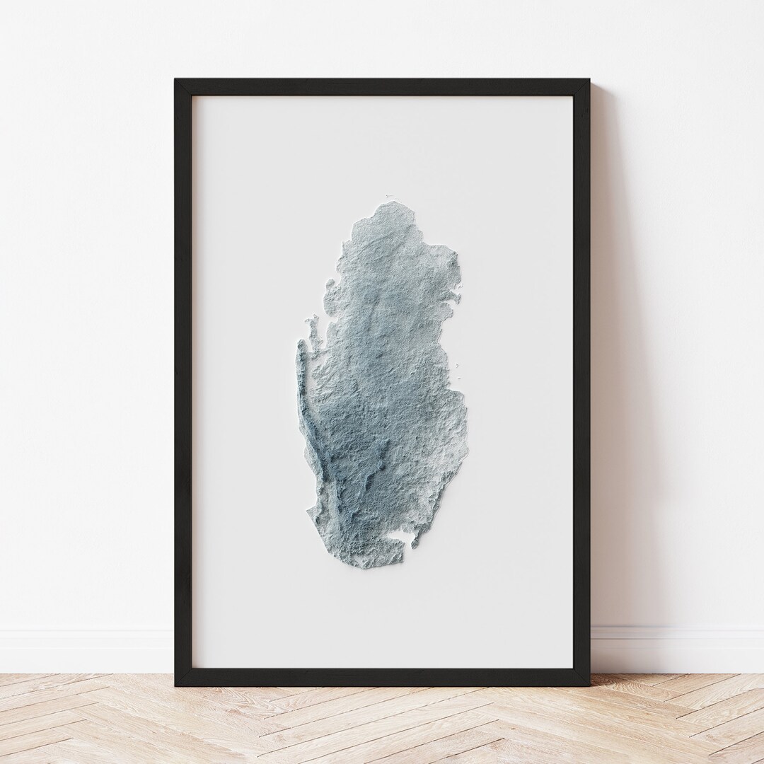 Qatar Map Wall Art Minimalist Topographic Map Print East of Nowhere ...