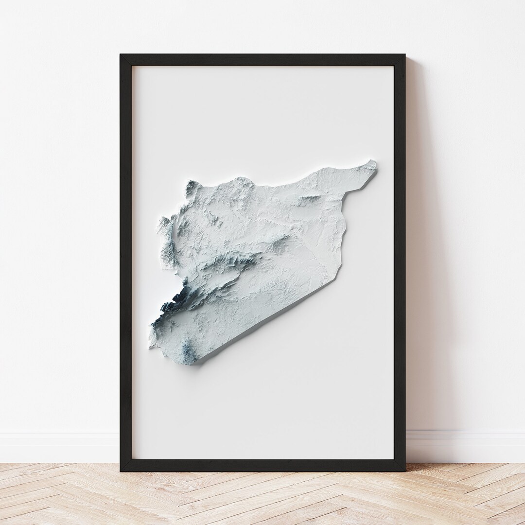 Syria Map Minimalist Topography Giclée Poster Print - Etsy