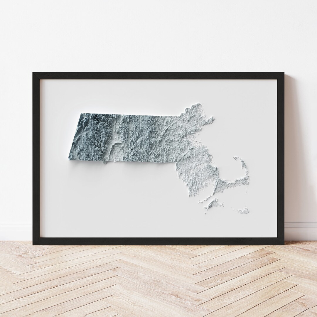 Massachusetts Topographic Map: Minimalist Style Giclée Print - Etsy