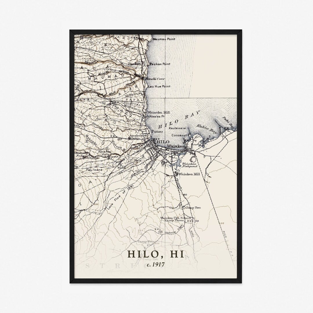 Hilo Map 1917 Vintage Reproduction Giclée Poster Print - Etsy
