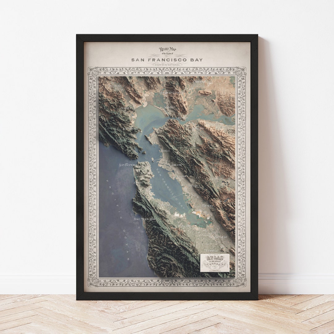 San Francisco Bay Topographic Map: Atlas Style Giclée Print - Etsy