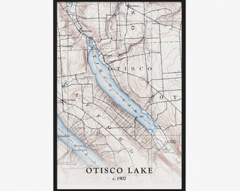Otisco Lake Map Historical Topographic Map 1902 Historic - Etsy