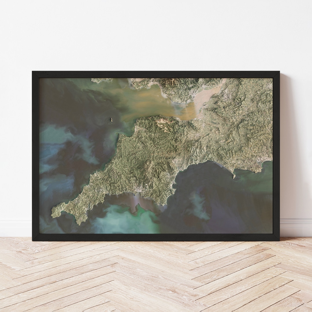 Southwest England Map Satellite Elevation Map Map Art Topographic ...