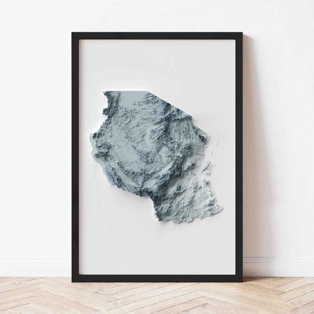 Tanzania Topographic Map Poster | Minimalist Original Design | Giclee ...